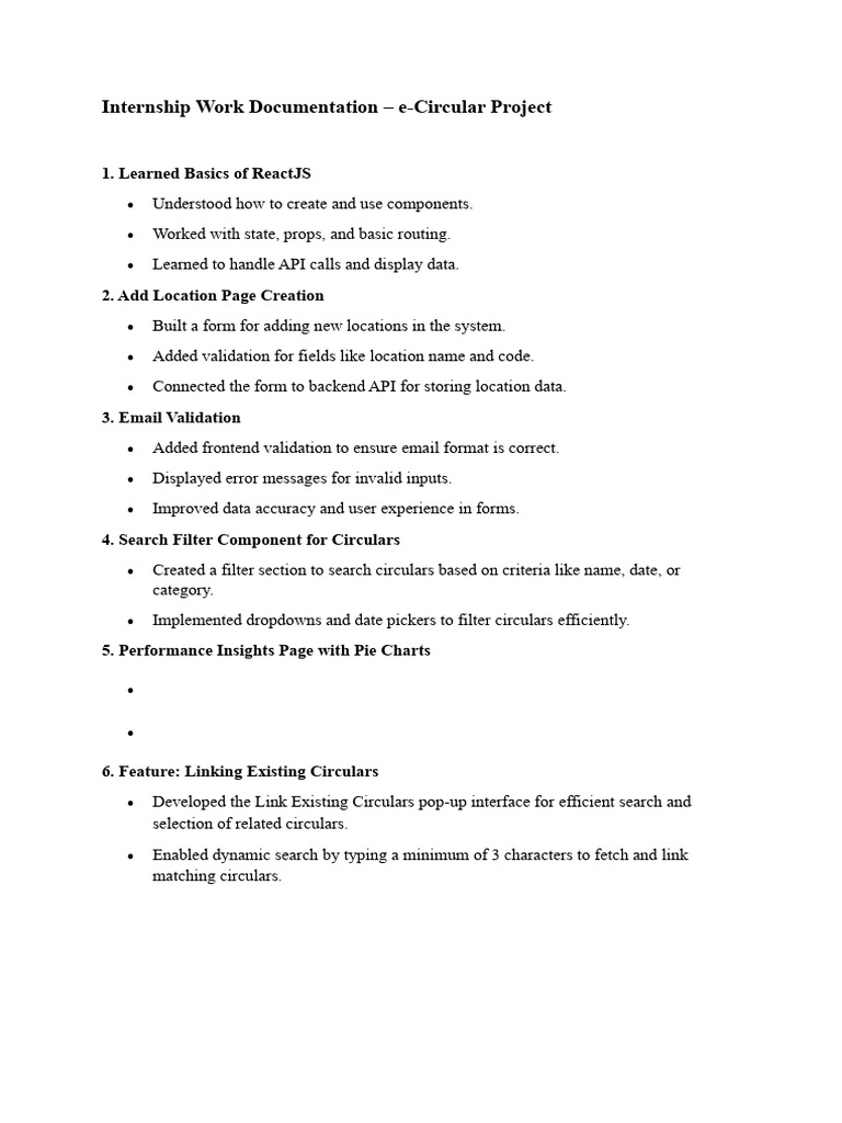 Internship Work Documentation | PDF