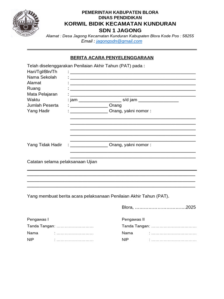 Daftar Hadir Dan Berita Acara PAT | PDF