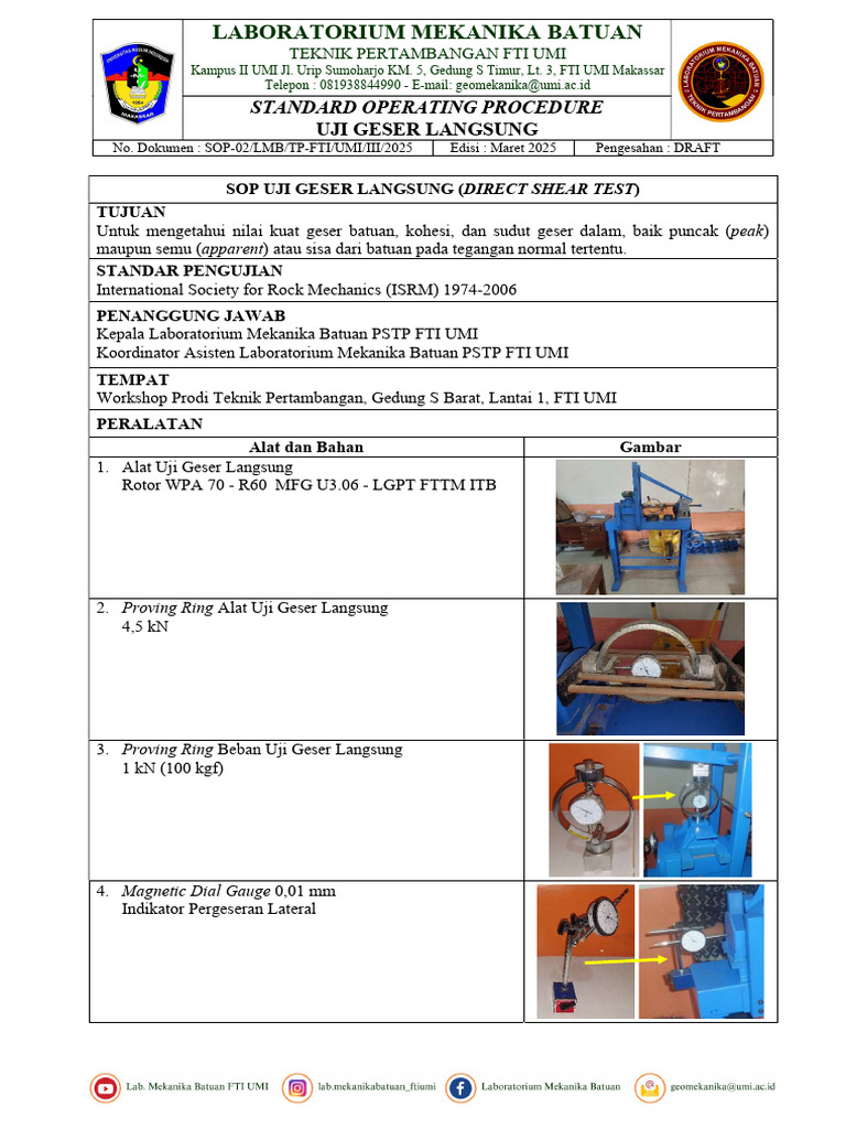 Sop Uji Geser Langsung | PDF