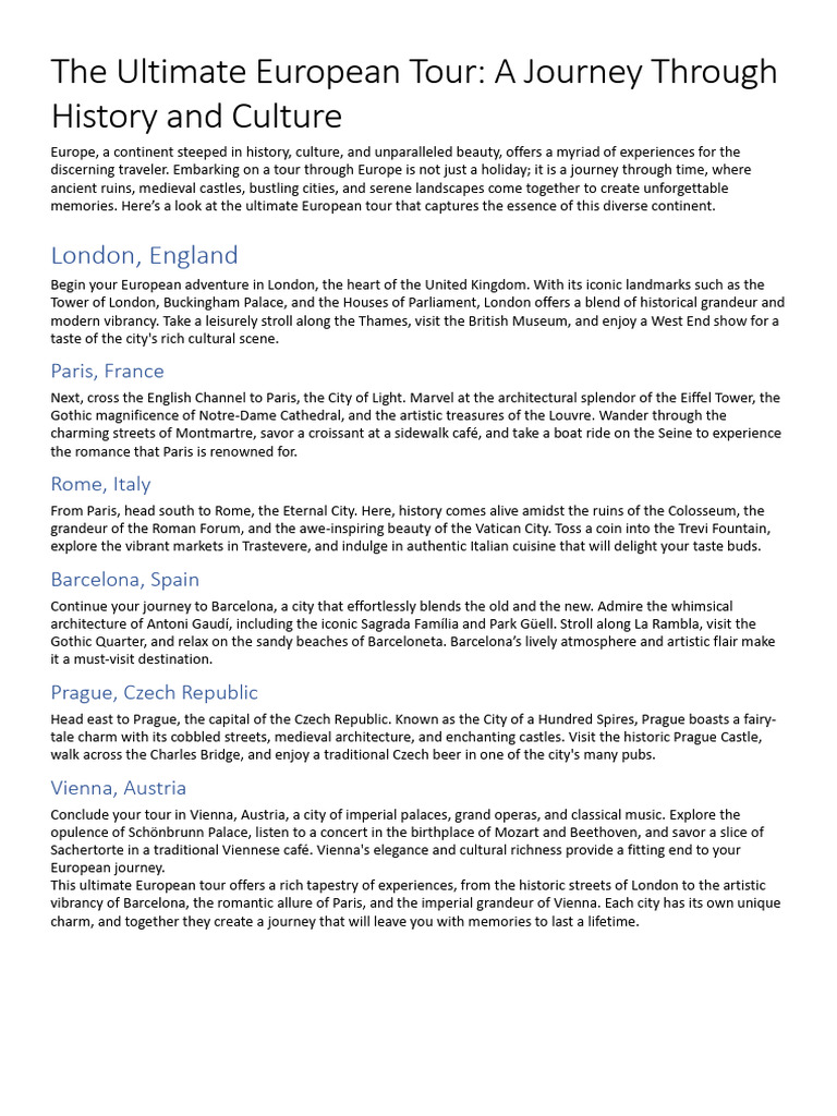 The Ultimate European Tour | PDF | Vienna | Rome