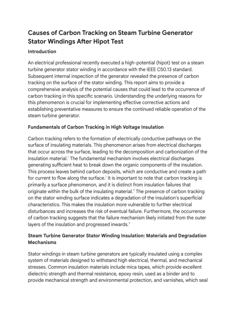 Carbon Tracking in Turbine Stator Windings | PDF | Insulator ...