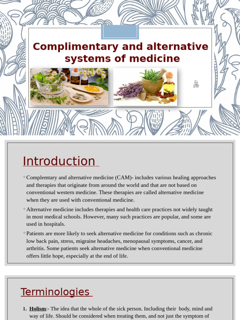 Complimentary and Alternative Systems of Medicine Final | PDF ...