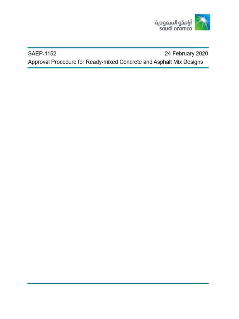 SAEP-1152, 24feb2020 Revision | PDF | Concrete | Specification (Technical Standard)