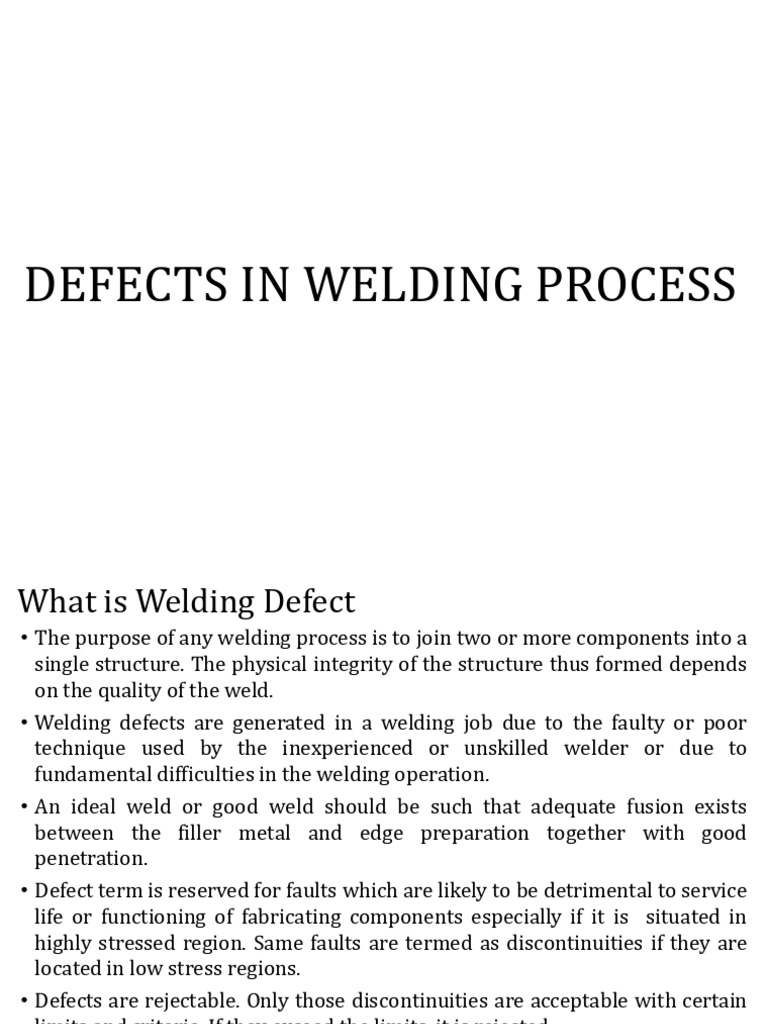 Defects in Welding Processes | PDF | Welding | Construction