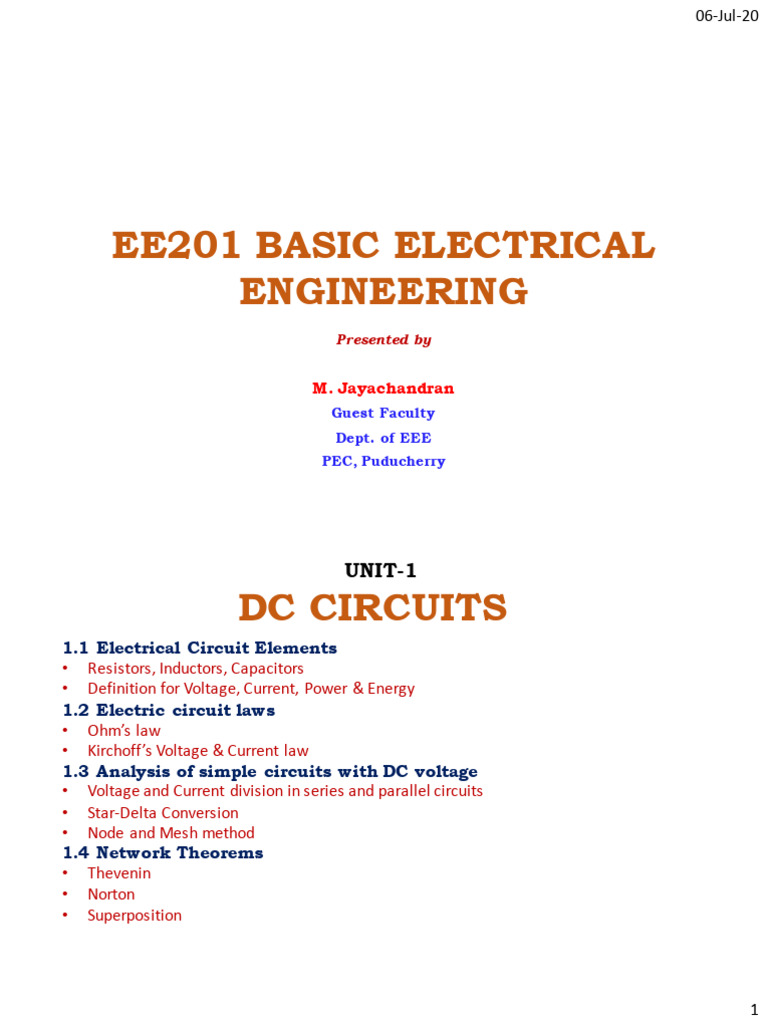 BEEE_Unit-1 | PDF | Electrical Network | Resistor