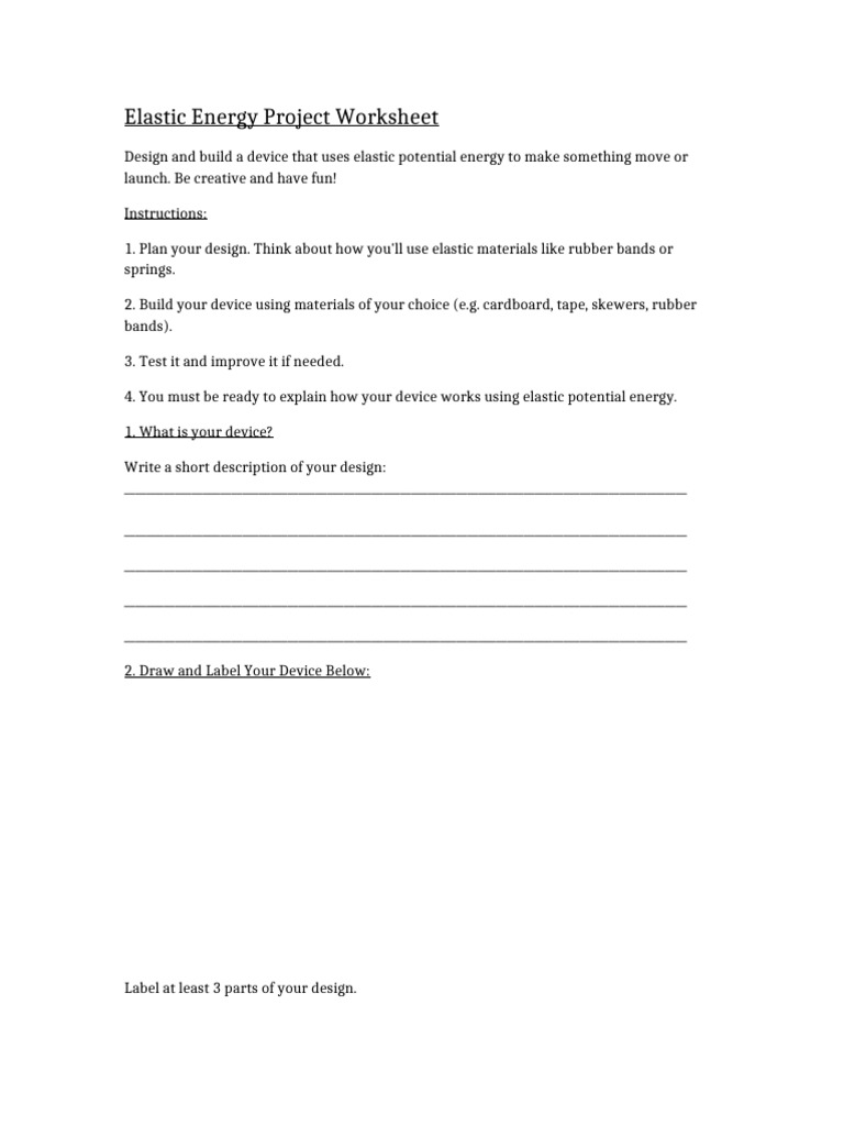 Elastic_Energy_Project_Worksheet | PDF