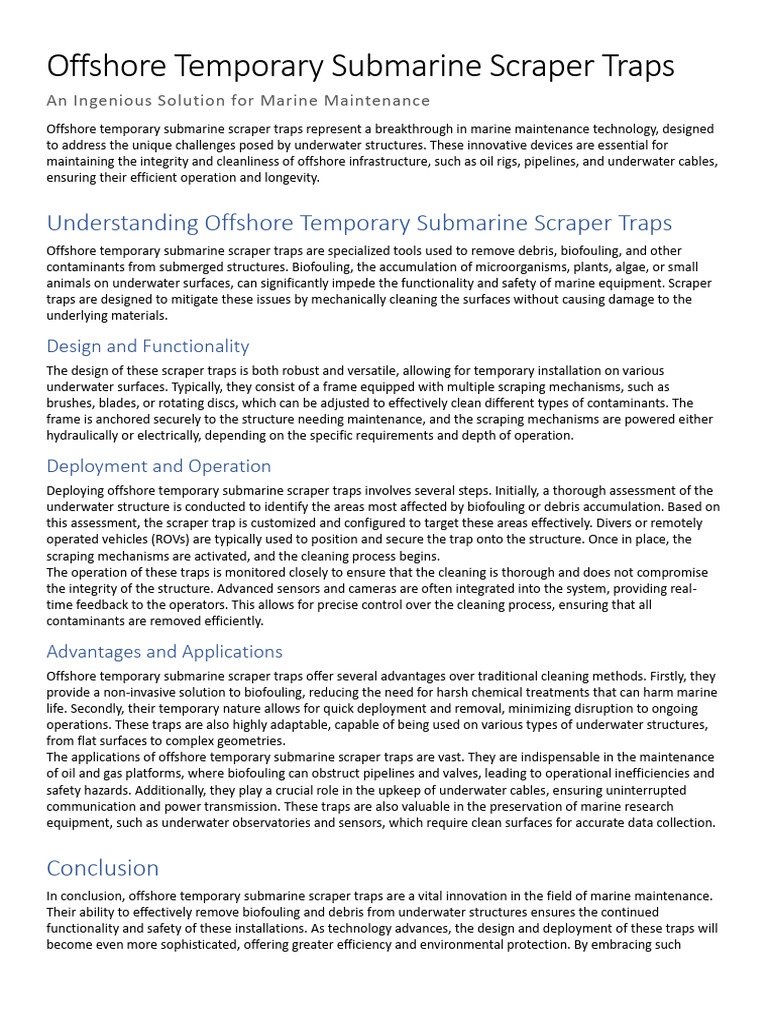 Offshore Temporary Submarine Scraper Traps | PDF | Submarines