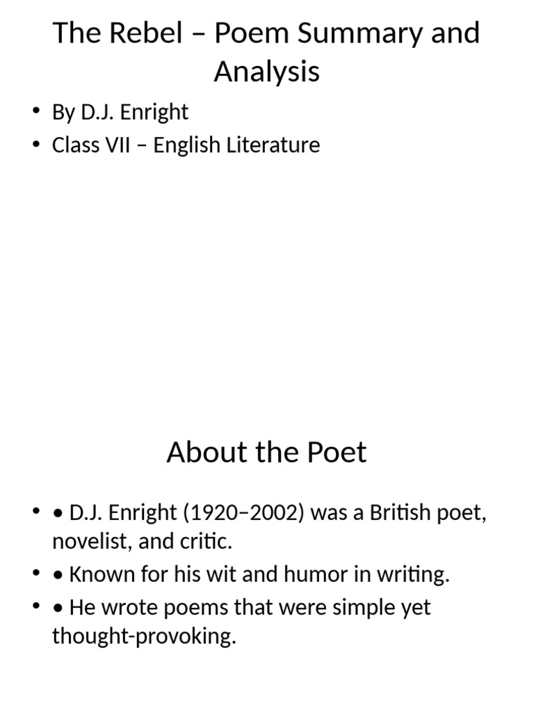 The Rebel Poem Class VII | PDF