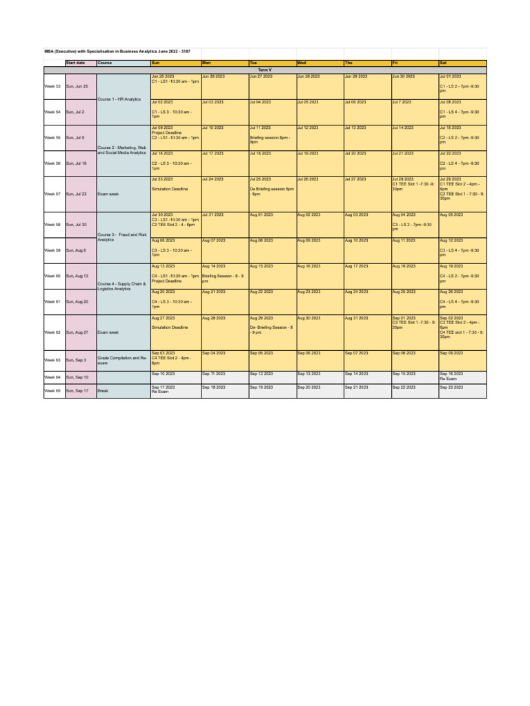 Term 5 calendar | PDF