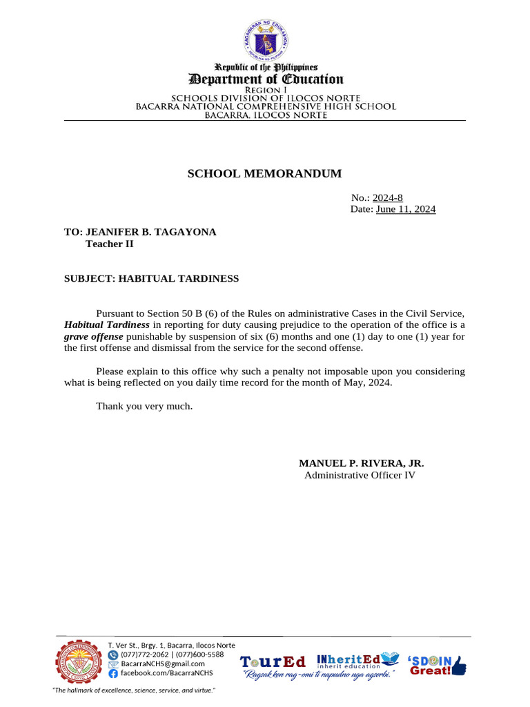 School Memorandum | PDF