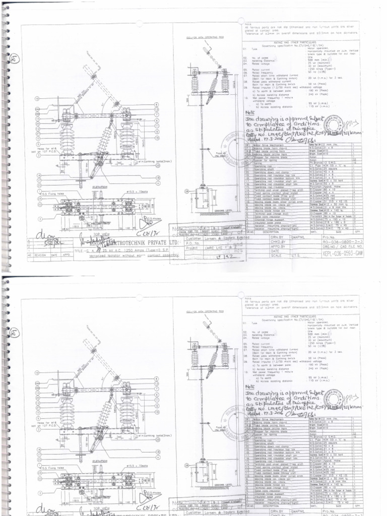 Drawings For Single Pole & Double Pole Isolator | PDF