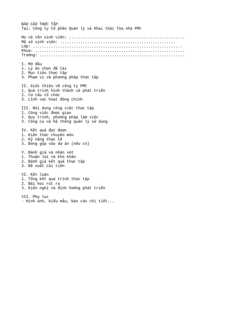 Bao Cao Thuc Tap PMC | PDF