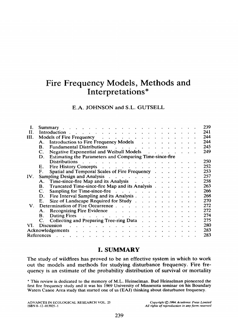 Johnson - Fire Frequency Models. Methods and Interpretations | PDF ...