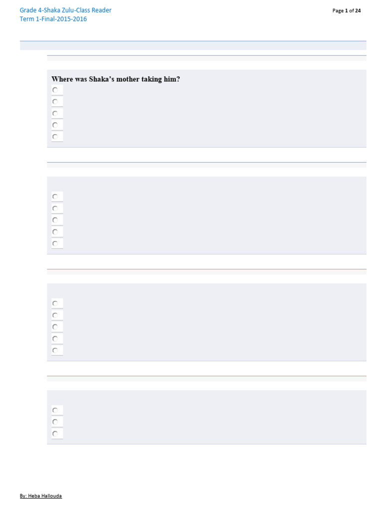 1516 Grade 4-Shaka Zulu-Class Reader-Term 1-Final | PDF | Zulu Kingdom