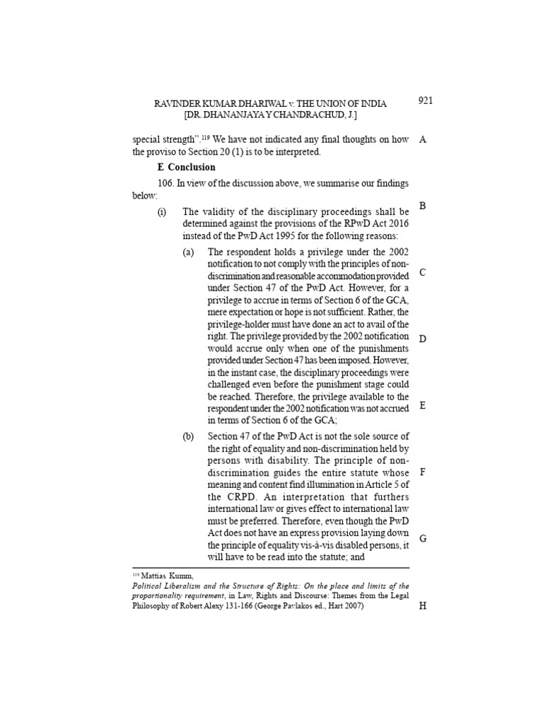 E Conclusion: Ravinder Kumar Dhariwal V. The Union of India (Dr. Dhananjaya Y Chandrachud, J ...