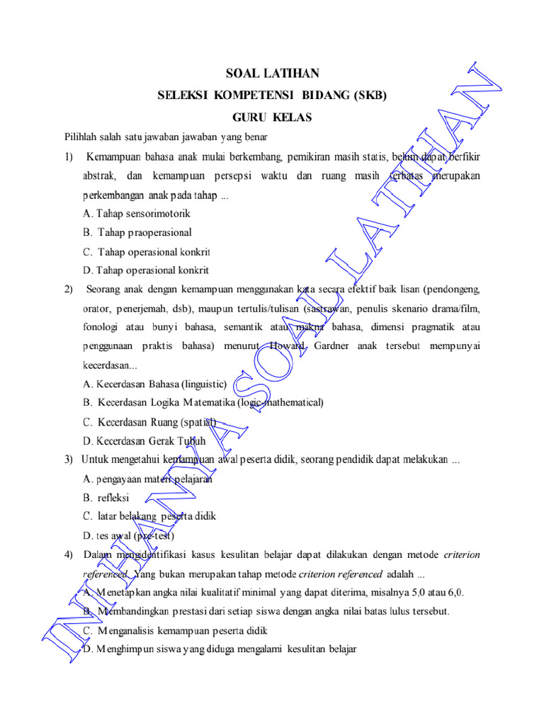 Soal Latihan SKB Guru Kelas | PDF