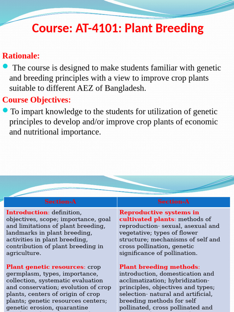 Overview of Plant Breeding Principles | PDF | Plant Breeding | Hybrid ...