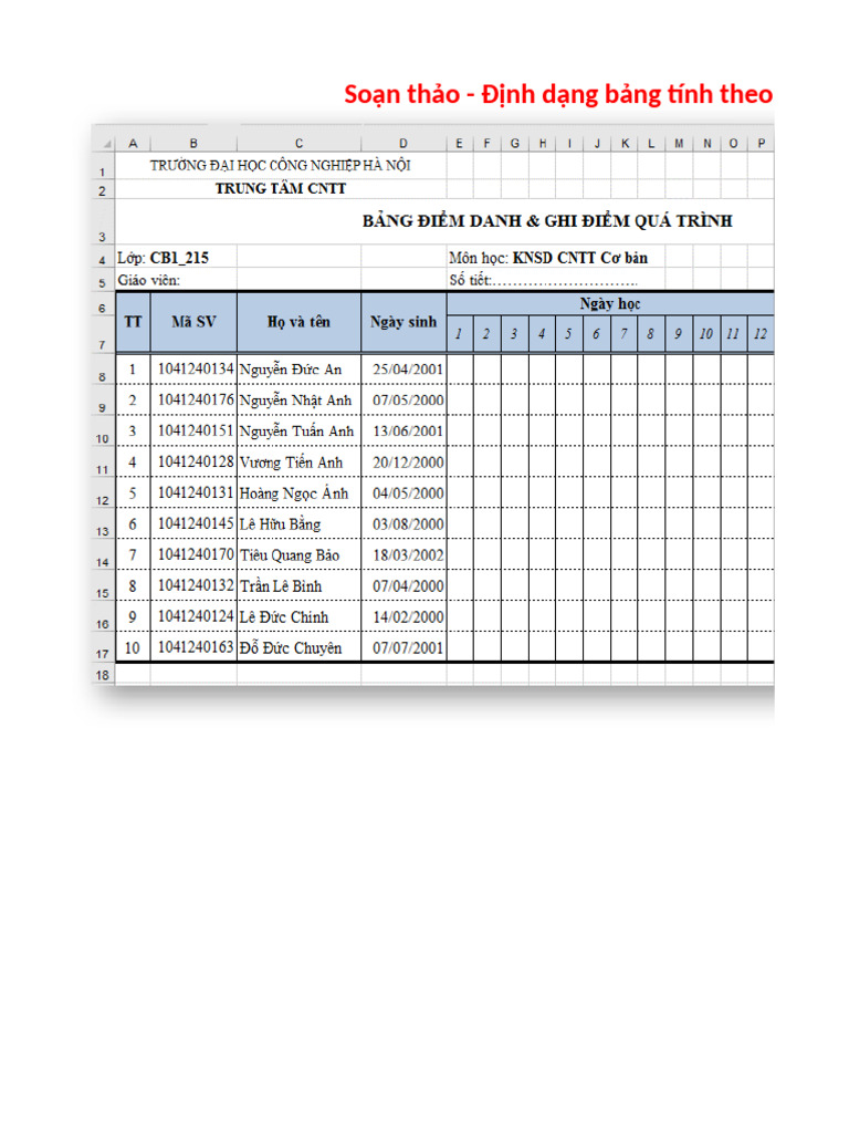 Bai Tap Excel - CB1 | PDF