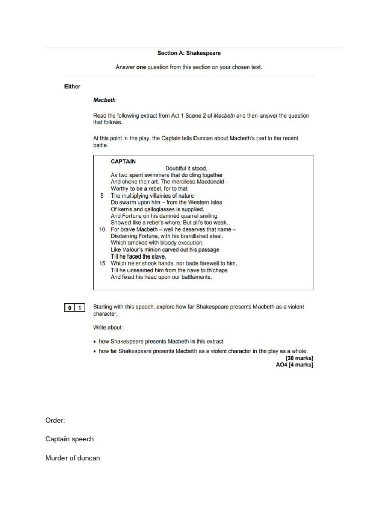 June 2019 Macbeth Question (UpDated) - Captain | PDF | Macbeth