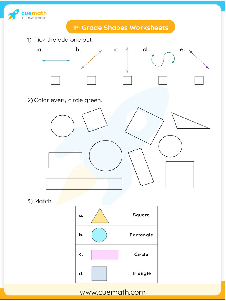 1st Grade Shapes Worksheets - Worksheet 1 | PDF