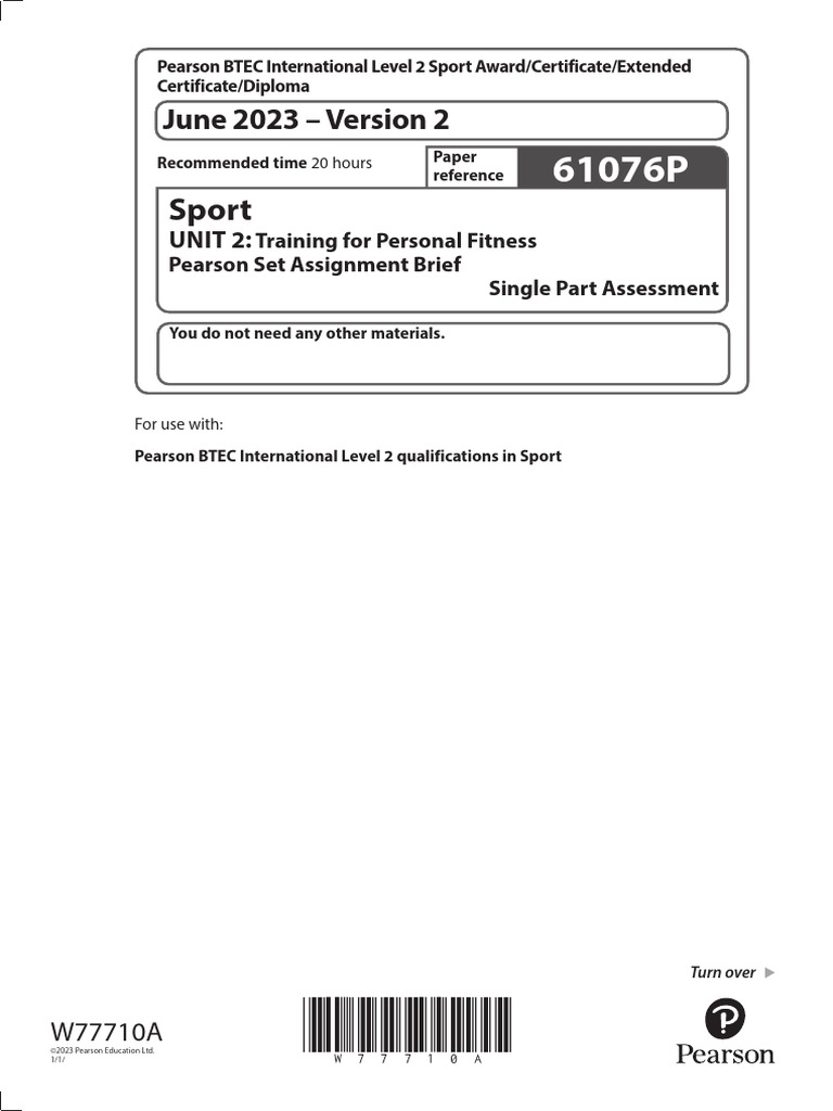 W77710_International_BTEC_Sport_61076P_U2_V2_p2 | PDF | Physical Fitness