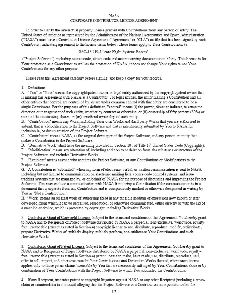 CFS Framework Corporate CLA | PDF | Copyright | License