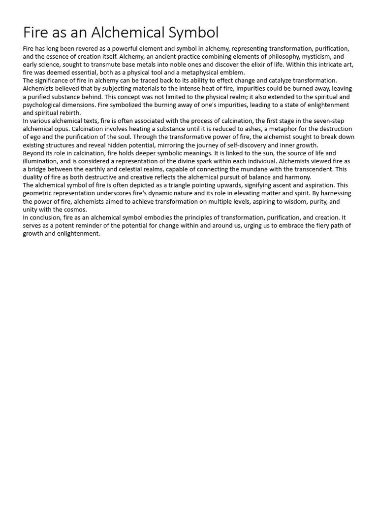 Fire As An Alchemical Symbol | PDF | Alchemy | Spirituality