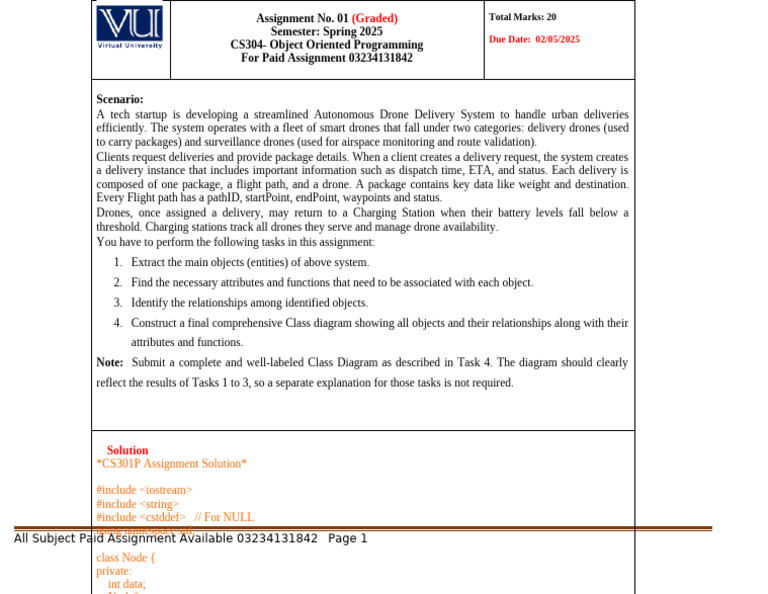 Cs304 Assignment 1 2025 Solution Pdf Unmanned Aerial Vehicle
