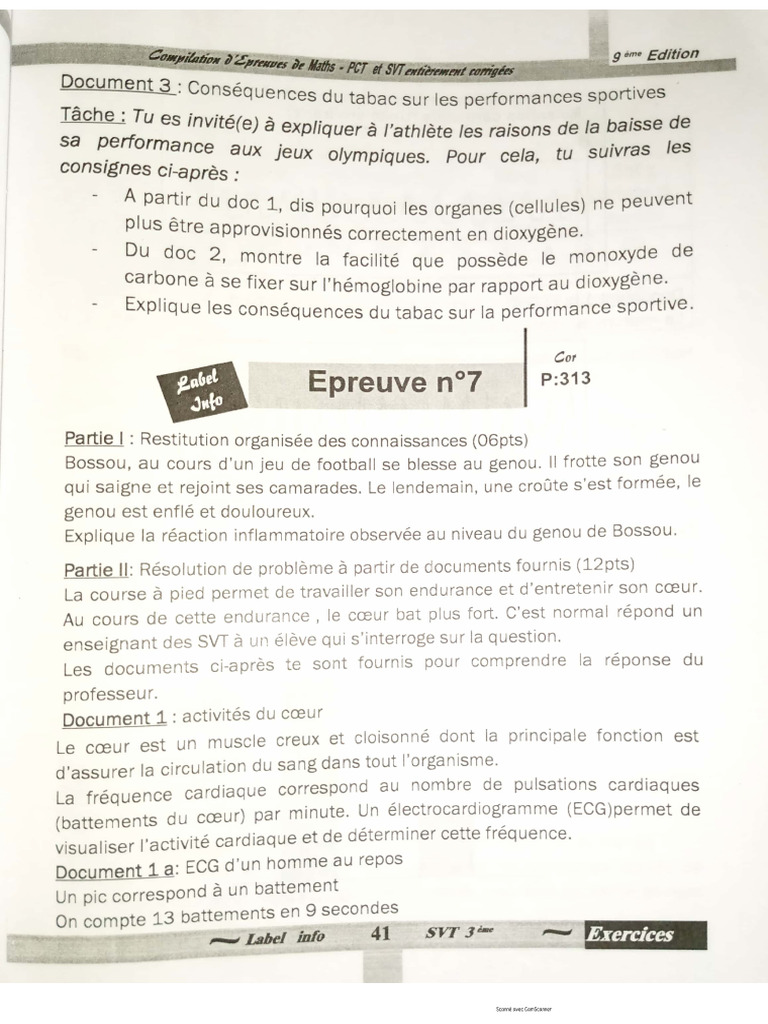 Sujet de Devoir SVT 3è | PDF