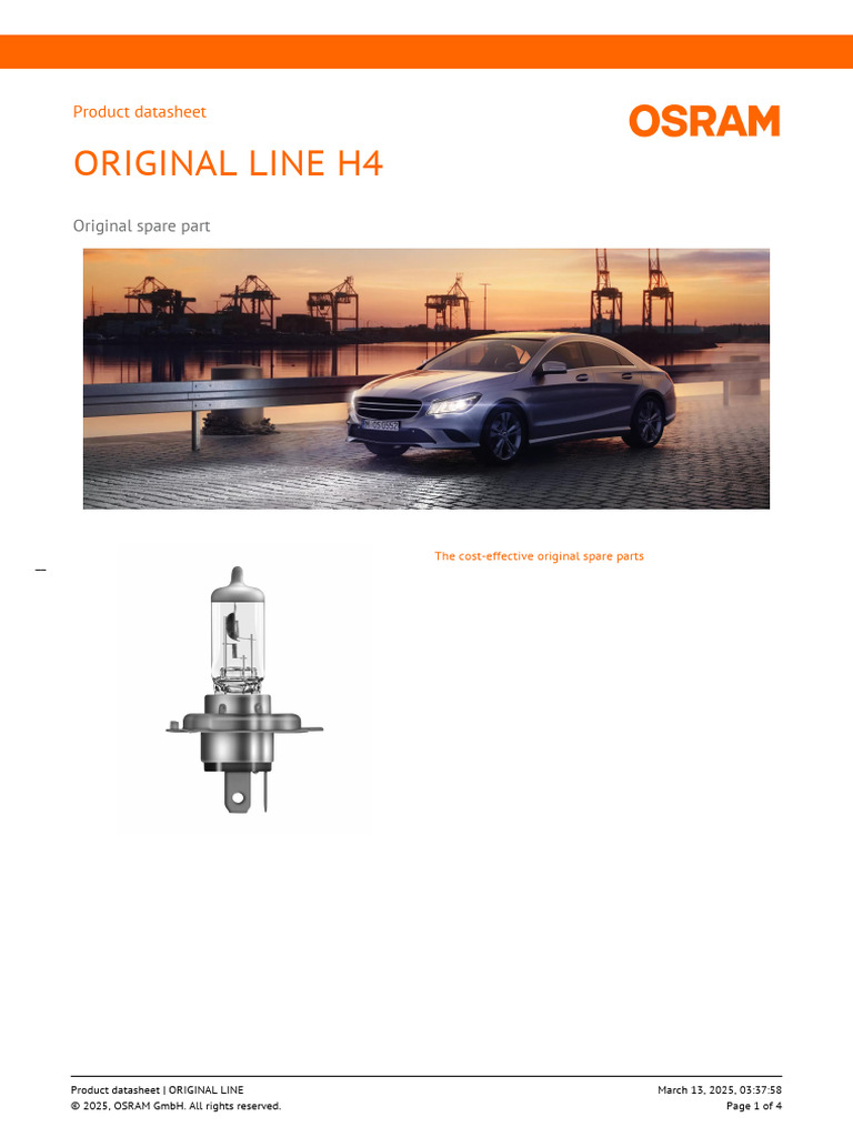 ZMP 61180 Original Line H4 | PDF | Headlamp | Lighting