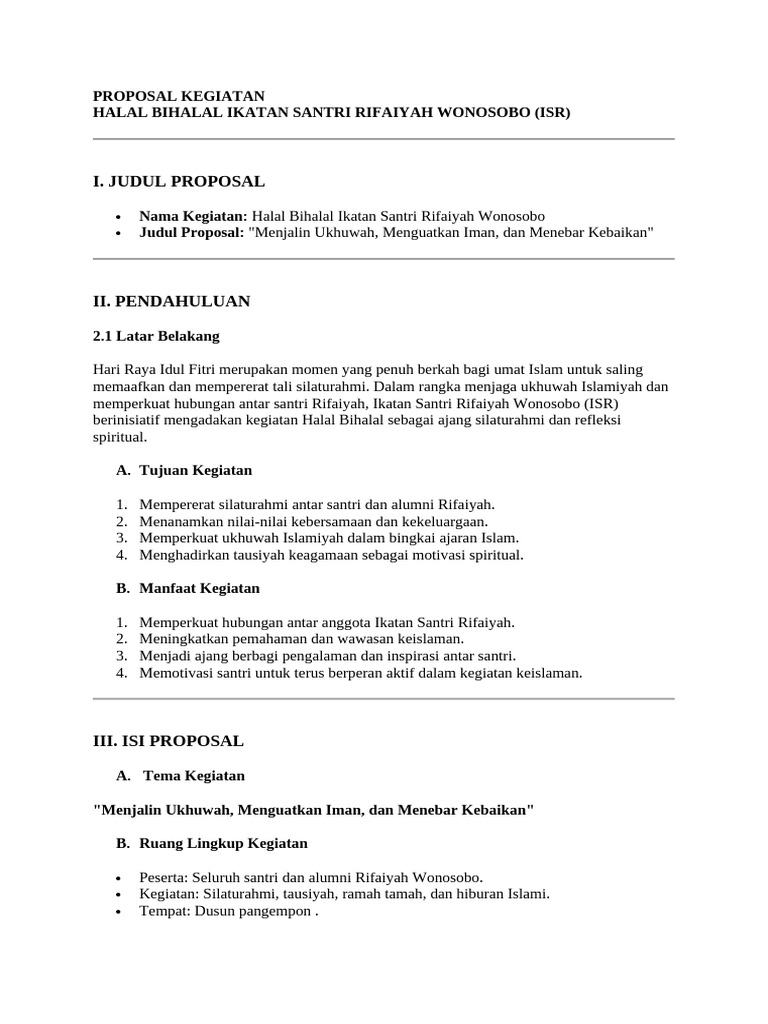 Proposal Kegiatan Isr Yusuf | PDF