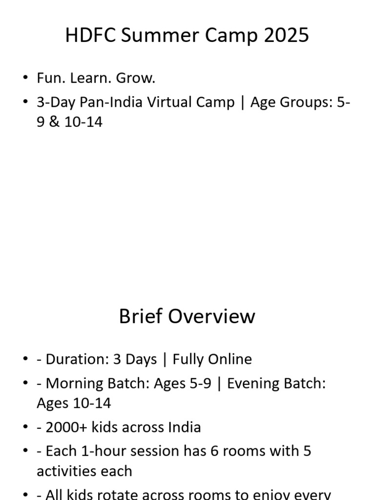 HDFC Summer Camp 2025 Presentation | PDF
