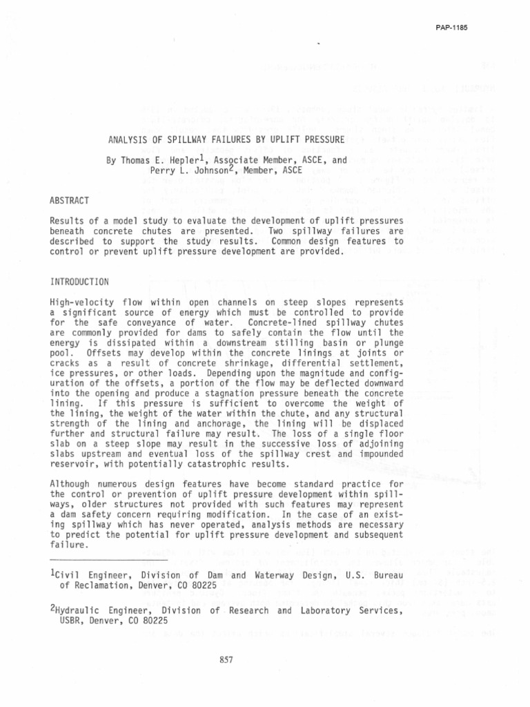 Uplift Pressure Analysis in Spillways | PDF | Spillway | Civil Engineering