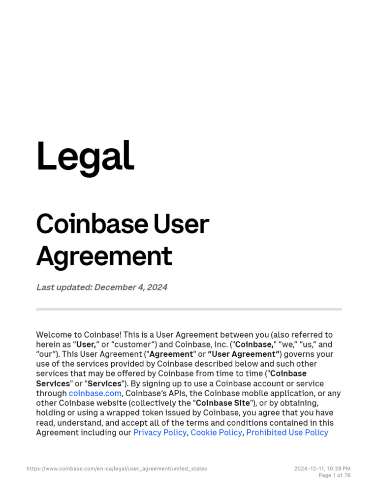 User Agreement - Coinbase | PDF | Banks | Credit Card