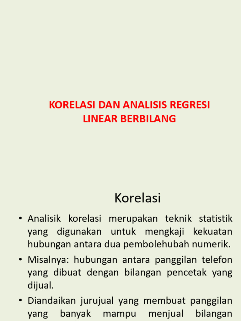 TOPIK 13 Korelasi Dan Regresi Linear | PDF