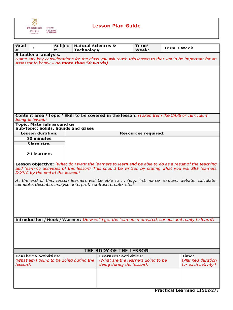 2025 Lesson Plan Template | PDF