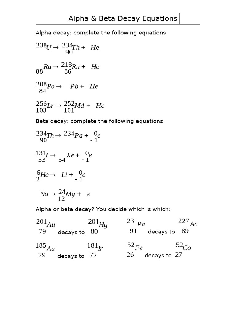 Alpha Decay Beta Decay | PDF