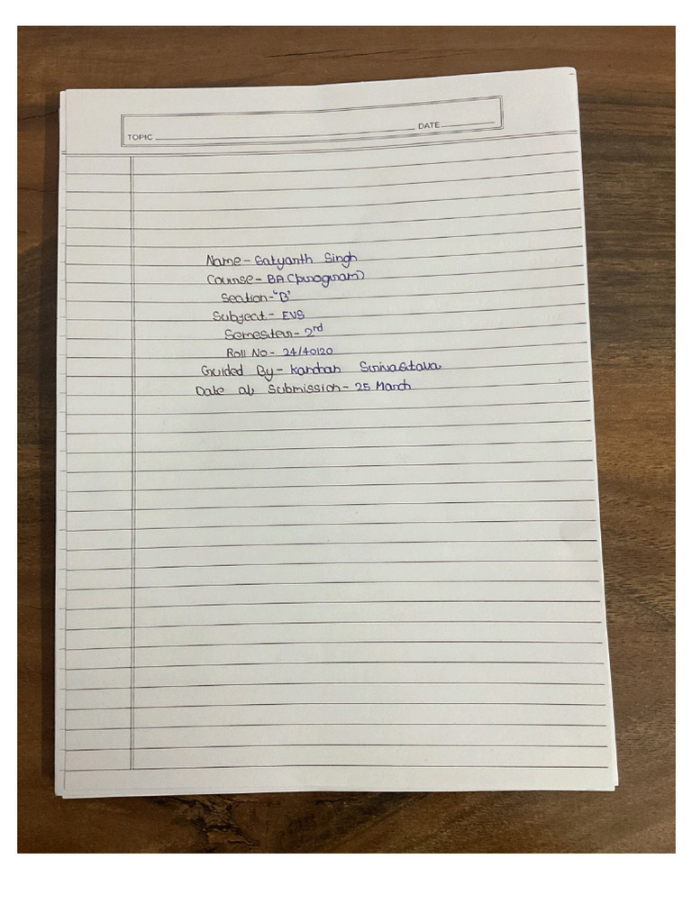 EVS Project 1 Year (2 Semester) | PDF