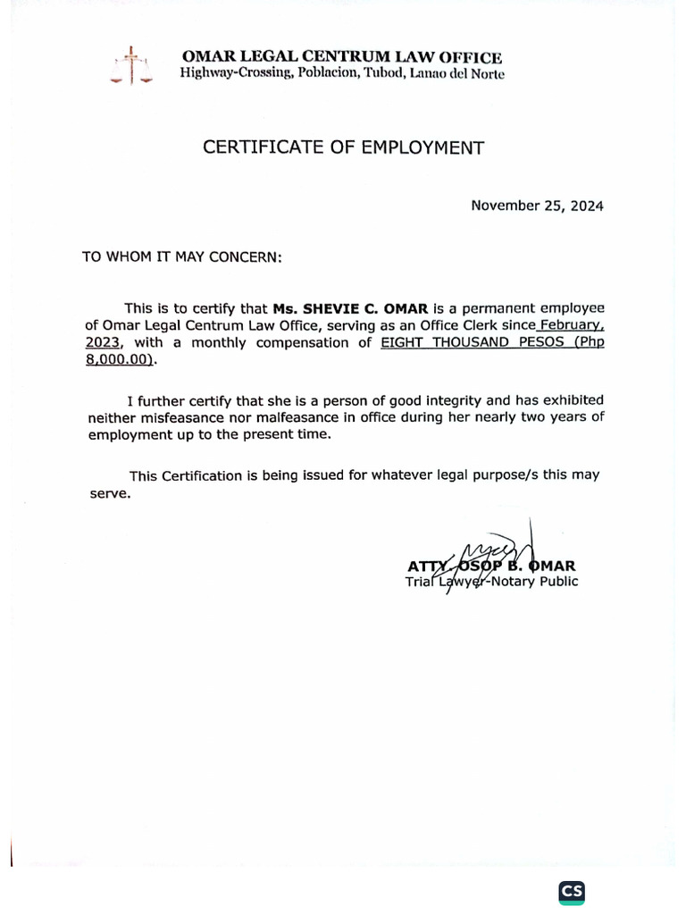 Work Certificate | PDF