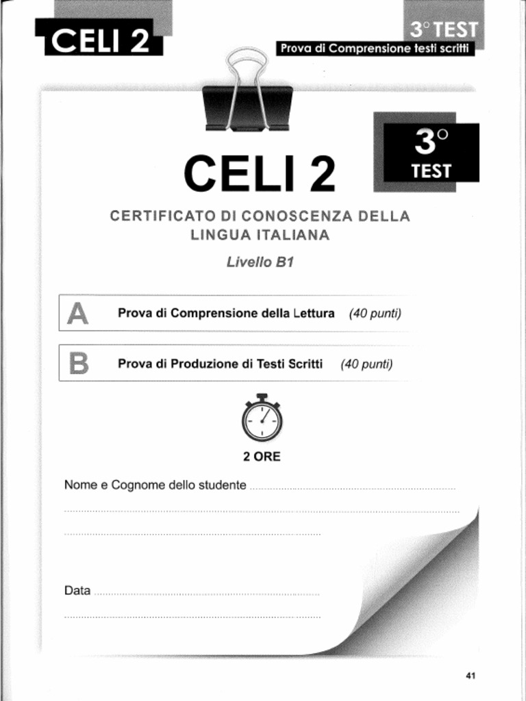 Celi Test 3 Livello B1 | PDF
