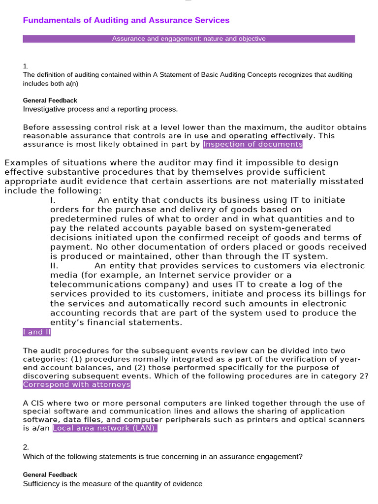 Aud Theory Answer Keys Joen | PDF | Audit | Statistics