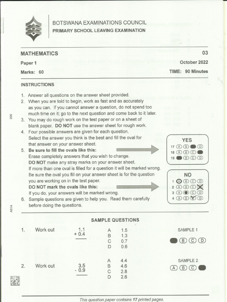 Psle Maths 2022 | PDF