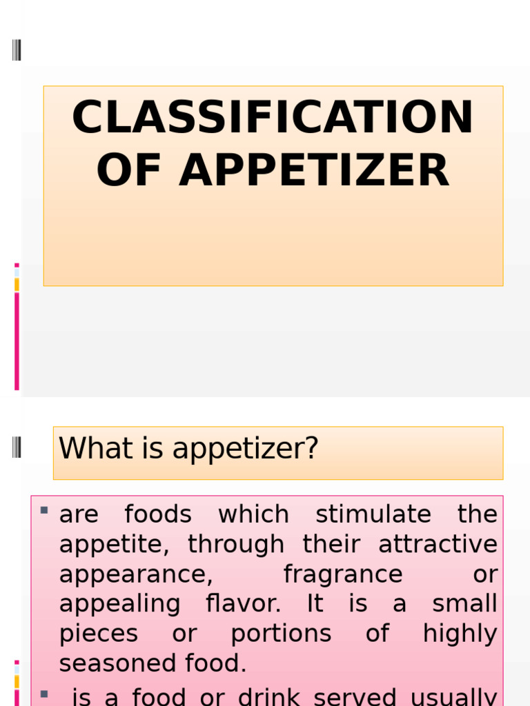 Classification of Appetizer | PDF | Hors D'oeuvre | Western Cuisine