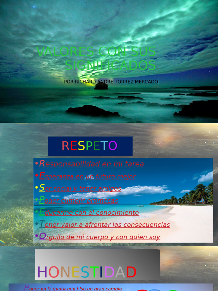 Valores Con Sus Significados | PDF