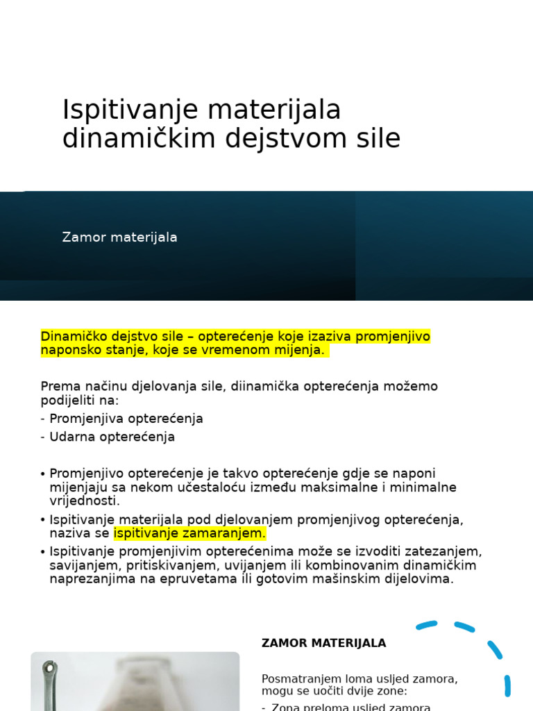 Ispitivanje Materijala Dinamičkim Dejstvom Sile | PDF