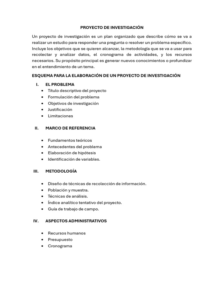 Esquema Proyecto de Investigación | PDF | Hipótesis | Teoría