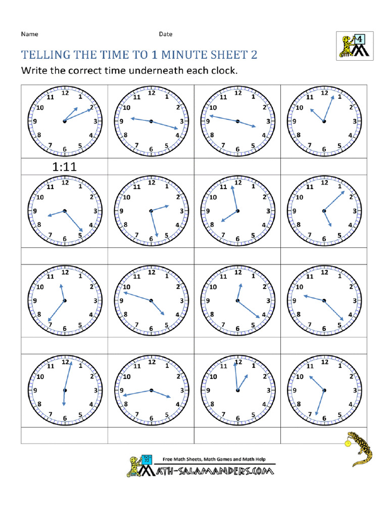 Digital Time Worksheet PDF | PDF