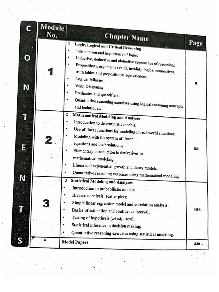 Quantitative Reasoning II Course Content | PDF