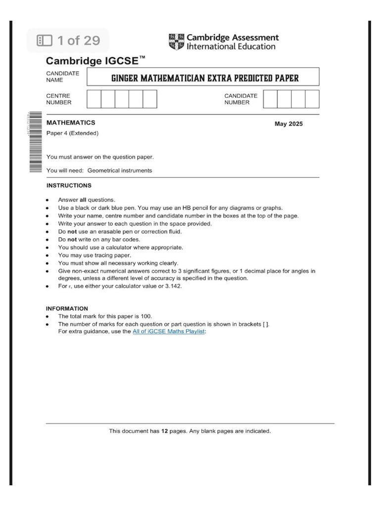 Math 0580 Predicted Paper | PDF