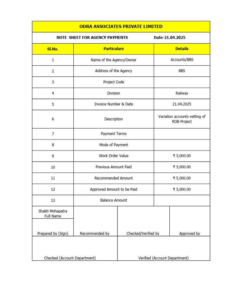Note Sheet Accounts ROB 5K Shakti Sir | PDF